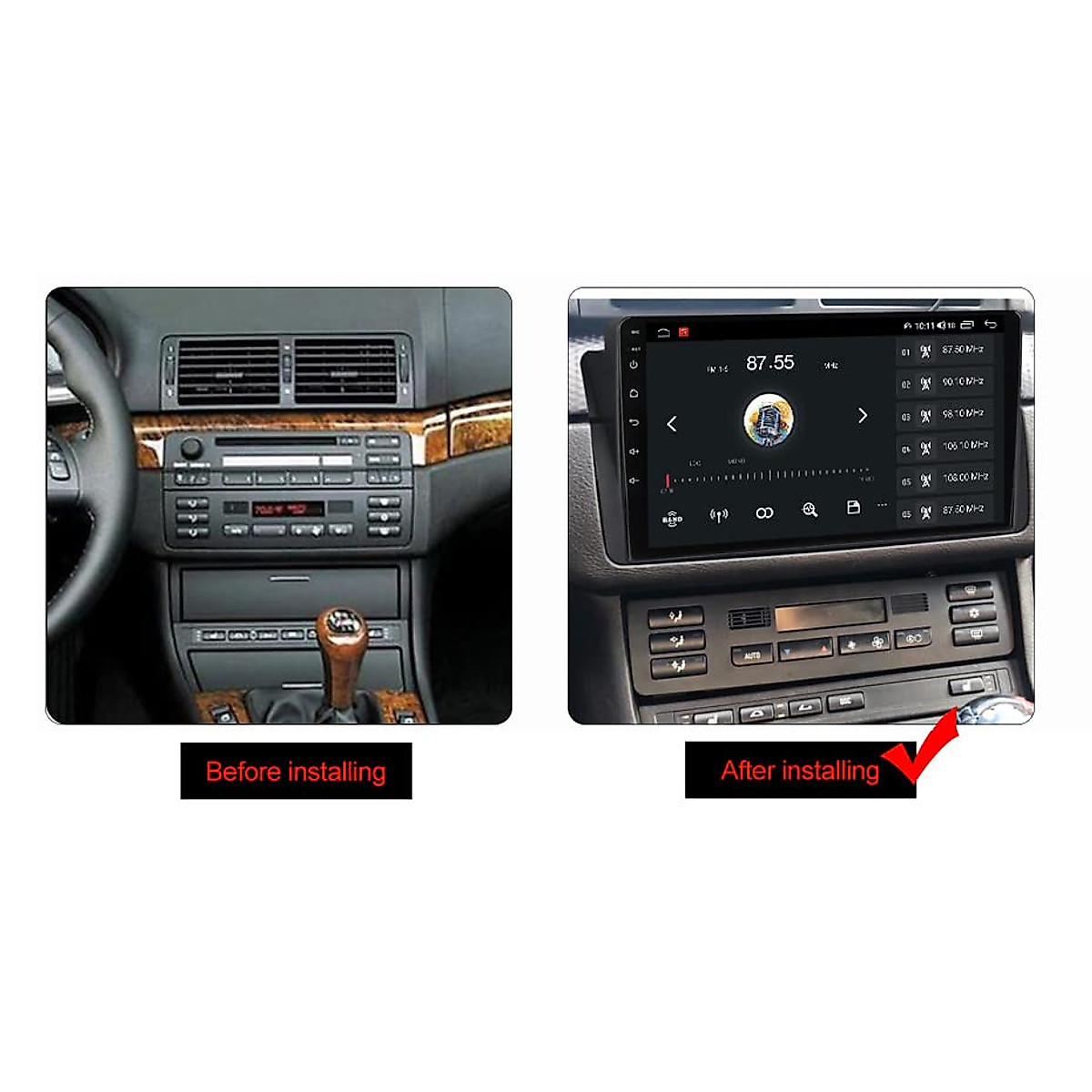 Car Radio Stereo for BMW 3 Series E46 323ci 325ci 330ci 318i 328i 330xi M3 1999-2004, 9 inch Andriod 11 Support BT/WiFi/Microphone/Mirror Link/Steering Wheel Control 2+32GB