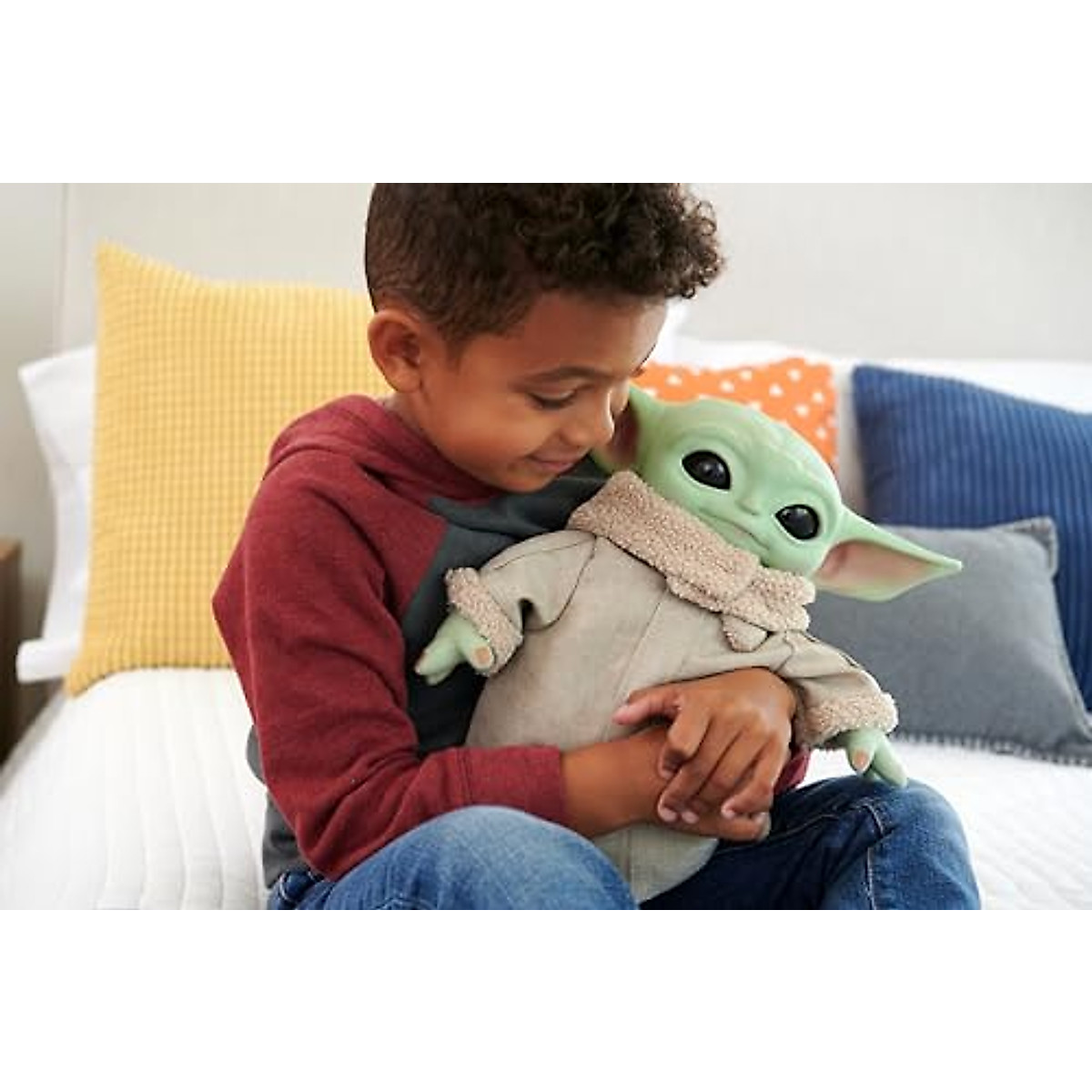 Mattel Star Wars The Mandalorian Grogu Plush 11-inch Toy, Squeeze & Blink Character Figure with Sound, Blinking Eyes & Hand Motion