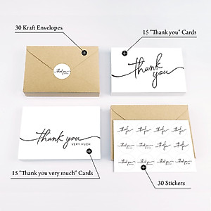 30 Pack Thank You Cards with Envelopes, 4" x 6" Professional Looking | Suitable for Business, Baby Shower, Wedding, Small Business, Graduation, Bridal Shower, Funeral