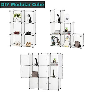 LikovSci Portable Cube Storage Organizer, Upgraded 12-Cube Closet Storage Shelves with Door, DIY Closet Cabinet, Multifunctional Bookshelf for Bedroom Living Room Office (43"x14"x56")