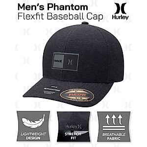 Hurley Men's Caps - Phantom Flexfit Baseball Cap - Fitted Hats for Men (S-XL), Size Large-X-Large, Black