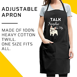 xPuffer Dog Apron - Funny Frenchie talk To Me Dog Dad Cute French Bulldog Cooking Aprons Kitchen Decor, Black, One Size Fits All, Black Apron