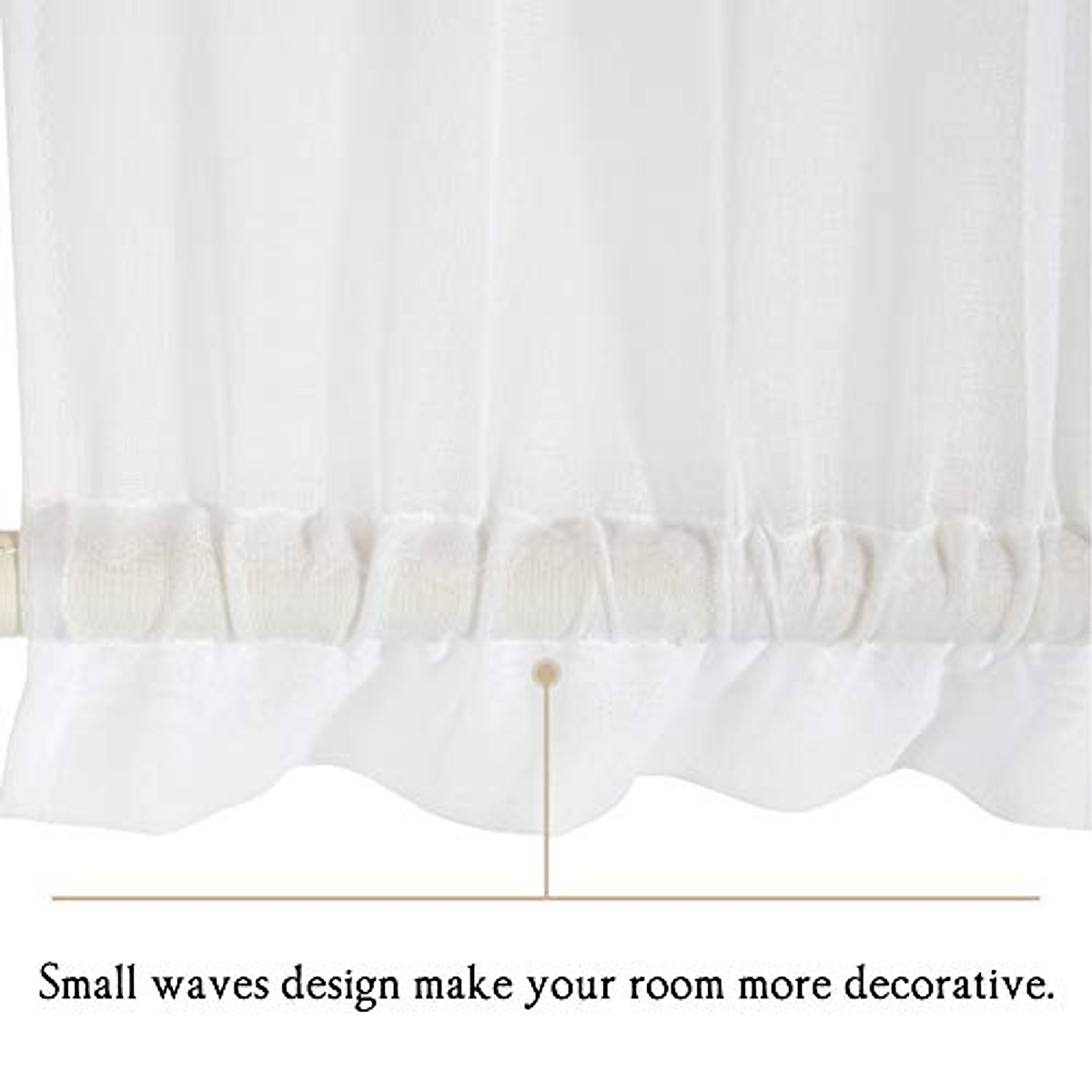 MIULEE Sheer Door Curtains 2 Panels Sidelight Window Treatment Curtains for Narrow Glass Door/Kitchen/Front Door Linen Textured 25 x 72 Inches with Tieback, White