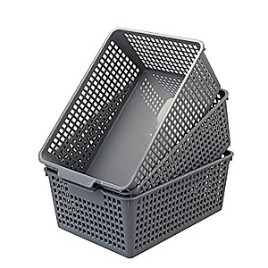 Sandmovie Large Platic Storage Baskets, Organizer Bin, 3-Pack, G