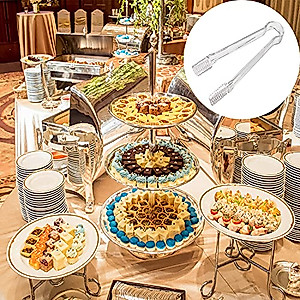 8 Pcs Plastic Buffet Serving Tongs, Clear Kitchen Tongs 6.3 Inch Small Ice Tongs for Tea and Coffee Party Catering Appetizers Salad Desserts Sandwich