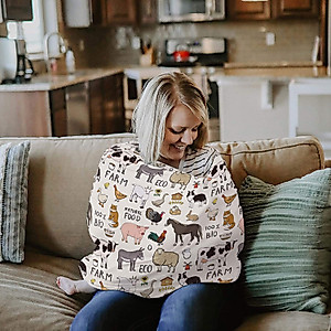 Framhouse Cartoon Animals Baby Nursing Cover for Breastfeeding, Breathable Stretchy Nursing Scarf Carseat Canopy for Boys or Girls Stroller Car Seat Covers Farm Animal