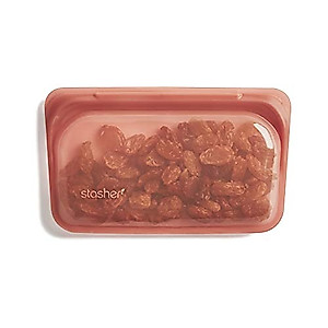 Stasher Silicone Reusable Storage Bag, Snack (Terra Cotta) | Food Meal Prep Storage Container | Lunch, Travel, Makeup, Gym Bag | Freezer, Oven, Microwave, Dishwasher Safe, Leakproof