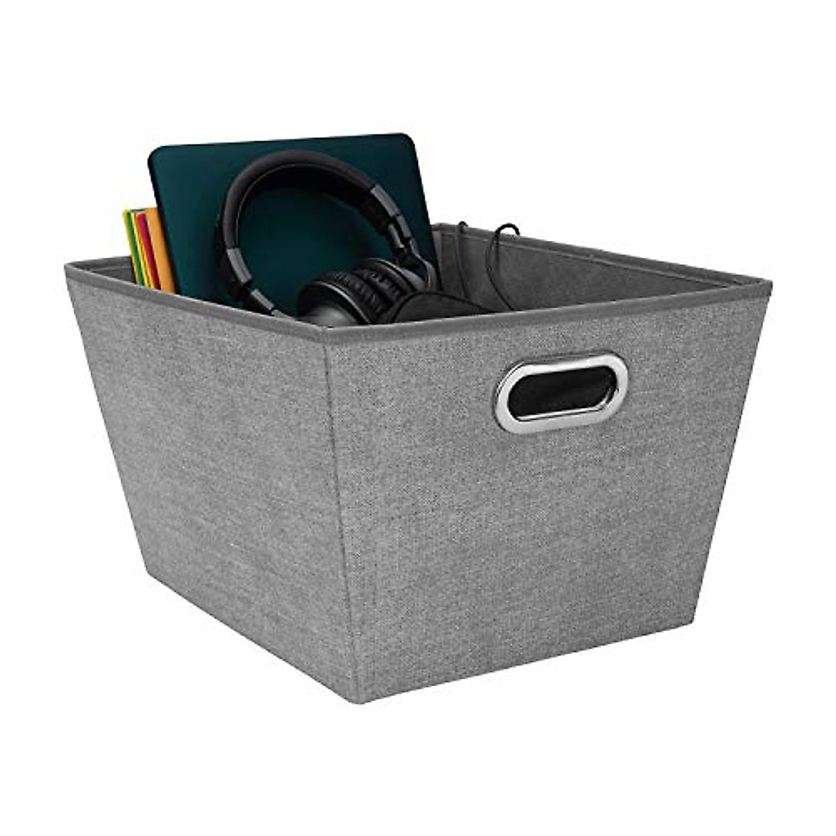 Simplify Large Grommet Bins Heather Grey Soft Storage Collection, Tote