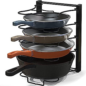 SimpleHouseware 5 Compartments Height Adjustable Pan Organizer, Black