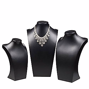 Homeanda Black PU leather Jewelry Jewellery Stand Necklace Pendant Chain Jewelry Bust Display Holder Photograph Prop for Necklace (11.4" x6.7, Polyurethane-Black)
