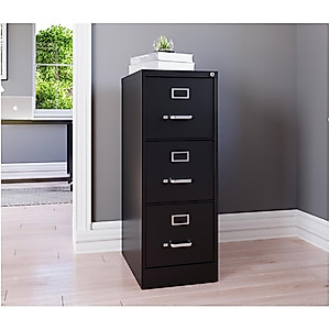 Hirsh 22-in Deep 3 Drawer - Letter Width - Vertical Metal File Cabinet - Black - Commercial Grade - Fully Assembled