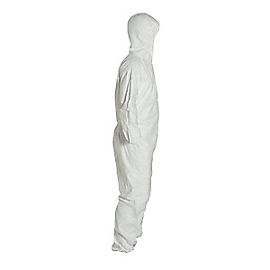 DuPont road workers, Unisex Adult TY127S Disposable Elastic Wrist, Ankle & Hood White Tyvek Coverall Suit 1428, Size Large, Sold by the Each