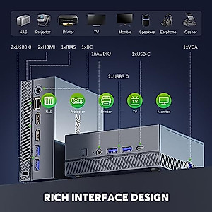 ACEMAGIC Mini PC Intel i7 11390H(Up to 5.0GHz), Mini Computer Desktop PC, 16GB DDR4 512GB M.2 NVMe PCIe 3.0 SSD Small Computer Tower Micro PC Support 4K UHD/WiFi 6/BT 5.2/Dual HDMI/LAN/USB 3.0/VESA