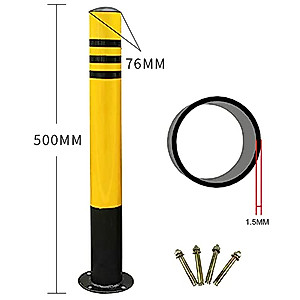 2 Pcs Fixed Parking s Barrier, with Reflective Parking Space Lock Durable Parking Posts for Driveways (Black 500x76mm) (Black 750x76mm) (Black 500x76mm)