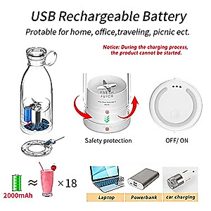 Personal Size Blender, Fresh Juice Mini Fast Portable Blender, Portable Smoothie Blender USB Rechargeable, Electric Juicer Cup with 4 Blades (pink)