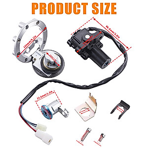 CNCMOTOK Ignition Switch Gas Cap Cover Seat Lock Key Set for Yamaha YZF R1 R6 1992-2012
