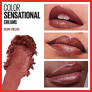 Maybelline Color Sensational Lipstick, Lip Makeup, Cream Finish, Hydrating Lipstick, Rum Riche, Deep Nude ,1 Count