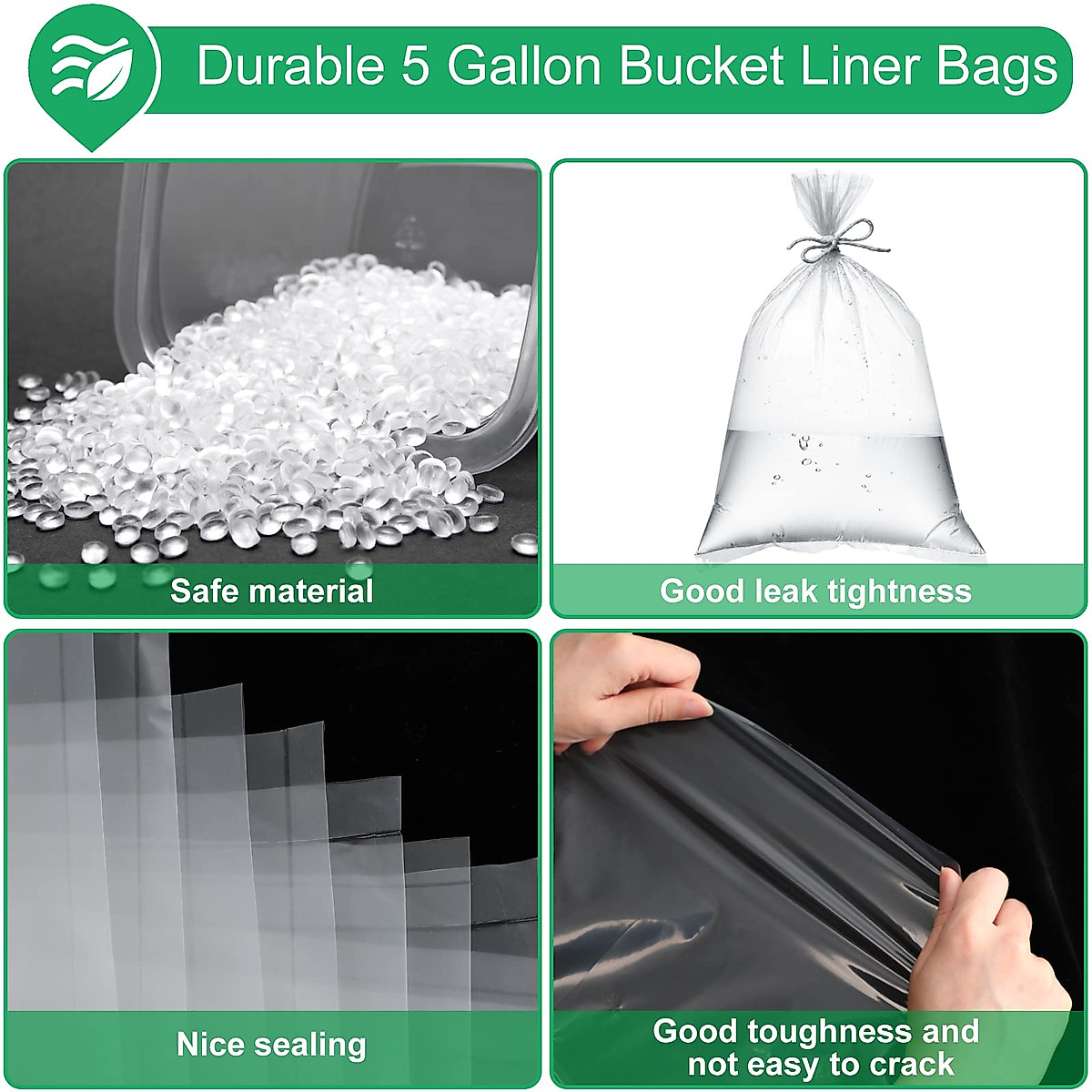 25 Pieces 5 Gallon Bucket Liner Bags Ice Bucket Liner Food Grade Bag Heavy Duty Leak Proof for Home Kitchen Marinating and Brining Food Storage (20 x 28 Inch)