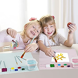 2 Pcs Silicone Craft Mat, 20"x16" Large Silicone Mat for Crafts, Non Stick Silicone Sheet with 20 Pcs Painting Pen, Creator Silicone Craft Mat with Cleaning Cup and Paint Holder for DIY Creations