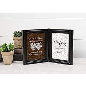 Cottage Garden Together Forever Hearts Midnight Black 5 x 7 Woodgrain Hinged Double Tabletop Photo Frame