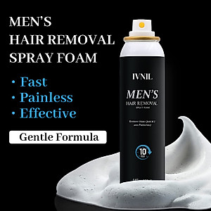 Hair Removal Spray Foam for Men Hair Removal Cream IVNIL - Effective & Painless Hair Removal Cream for Men's Underarm, Chest, Back, Legs - Depilatory Cream, Suitable For All Skin Types