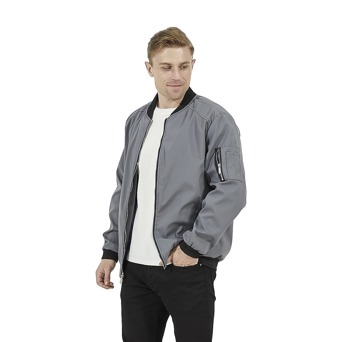 WULFUL Mens Casual Lightweight Jacket Softshell Flight Bomber Jacket Varsity Windbreaker