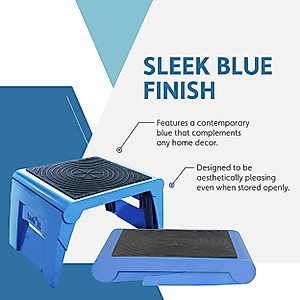 Cramer Folding Step Stool, 1-Step, 250 lb Capacity, 14w x 11.25d x 9.75h, Blue