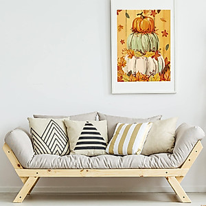 AnyDesign DIY Painting by Number Kits 16x20 inch Canvas Acrylic Filling Painting by Number Fall Pumpkin Oil painting Autumn Harvest Maple Leaves Farmhouse Painting Decor for Adults Kids Beginner