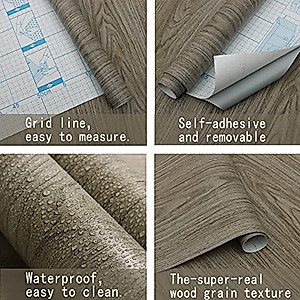 Peel and Stick Wallpaper Wood Contact Paper Gray Brown Removable Self-Adhesive Contact Paper Wood Grain Contact Paper for Cabinets Desks Decorative Home Furniture 78.7"x17.7"