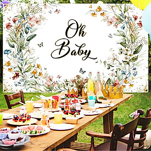 Avezano Wildflower Baby Shower Backdrop Wildflower Baby Shower Decorations Greenery Floral Baby Shower Background Spring Oh Baby Birthday Party Banner 70.8 x 43.3 Inch
