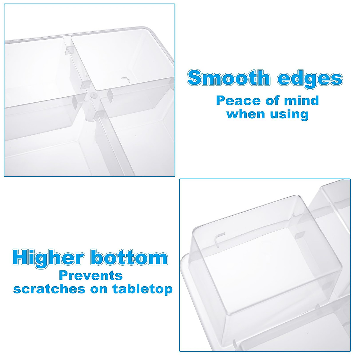 EATHEATY 3 Pack Divided Veggie Tray with Lid, 5 Compartment Plastic Snackle Box Container Salad Bar Container for Fridge, Tray Travel Food Storage Containers for Snack, Fruit, Vegetable, Salad, Meat