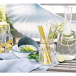 125 PCS Gold Paper Straws Biodegradable Metallic Drinking Decoration Disposable - Boxed 5 Individual Packs of 25 Units