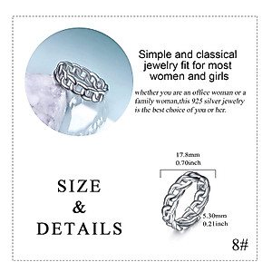 Christmas Gifts for Her Sterling Silver Sturdy Cuban Knot Link Chain Wedding Eternity Band Ring for Women Unisex Men