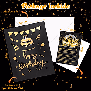 HUAXUS Large Birthday Card Voice Recording - Musical Happy Birthday Cards, 3D Pop up Birthday Cards Gift for Husband, Men, Women(20s recording time)