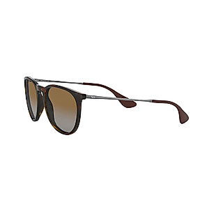 Ray-Ban RB4171 Erika Round Sunglasses, Light Havana/Polarized Grey Gradient Brown, 54 mm