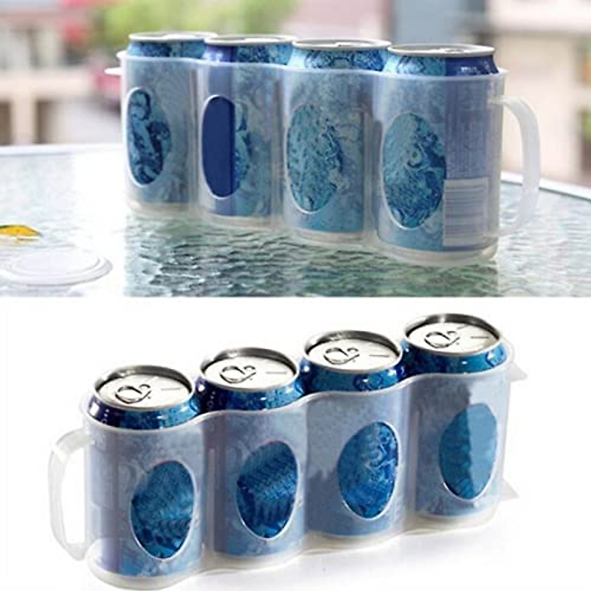Can Storage Box, Transparent Reusable Can Drink Storage Holder Organizer with Handle Portable Soda Can Organizer Beer Can Holder for Refrigerator Cabinets