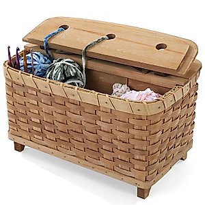 MABOZOO Wicker Crochet Bag Organizer, Durable Crochet Basket Knitting Bag Yarn Storage Organizer Yarn Bag for Knitting Needles, Crochet Hooks, Crochet Accessories