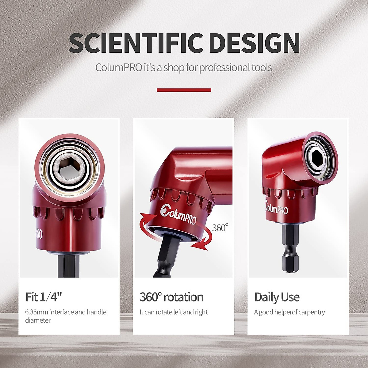 ColumPRO 1/4 Inch 105 Degree Right Angle Driver Adapter Hex Shank Power Screwdriver,Quick Change Drive and Magnetic Bit Socket Right Angle Drill Attachment Adapter