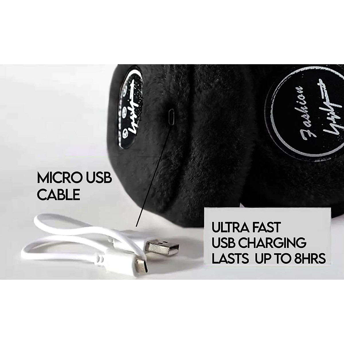 eDealz Wireless Bluetooth 5.0 Rechargeable Over The Ear Headphone Earmuffs with Extra Soft and Warm Fabric, Microphone, Powerful Surround Stereo Bass and Passive Noise Cancelling (Black)