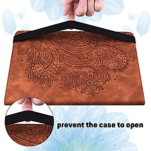 Fire HD 8 8th/7th/6th Generation Case, UGOcase Embossed Pattern PU Leather Multi-Angle Folio Stand Cover Case with Elastic Band Stylus Loop for Amazon Kindle Fire HD 8 2016/2017/2018 Release, Brown