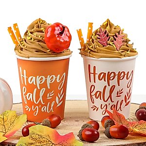Fall Decor-2 Packs Mini Pumpkin Spice Latte Cups with Faux Whipped Cream -Fall Decorations for Home Table-Fall Tiered Tray Decor-Happy Fall Y'all for Gifts