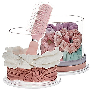 STORi Bella 2-Pack Headband and Scrunchie Holder | Clear Plastic Organizer Display Stand | Holds Hair Ties, Accessories, and Jewelry | Made in USA
