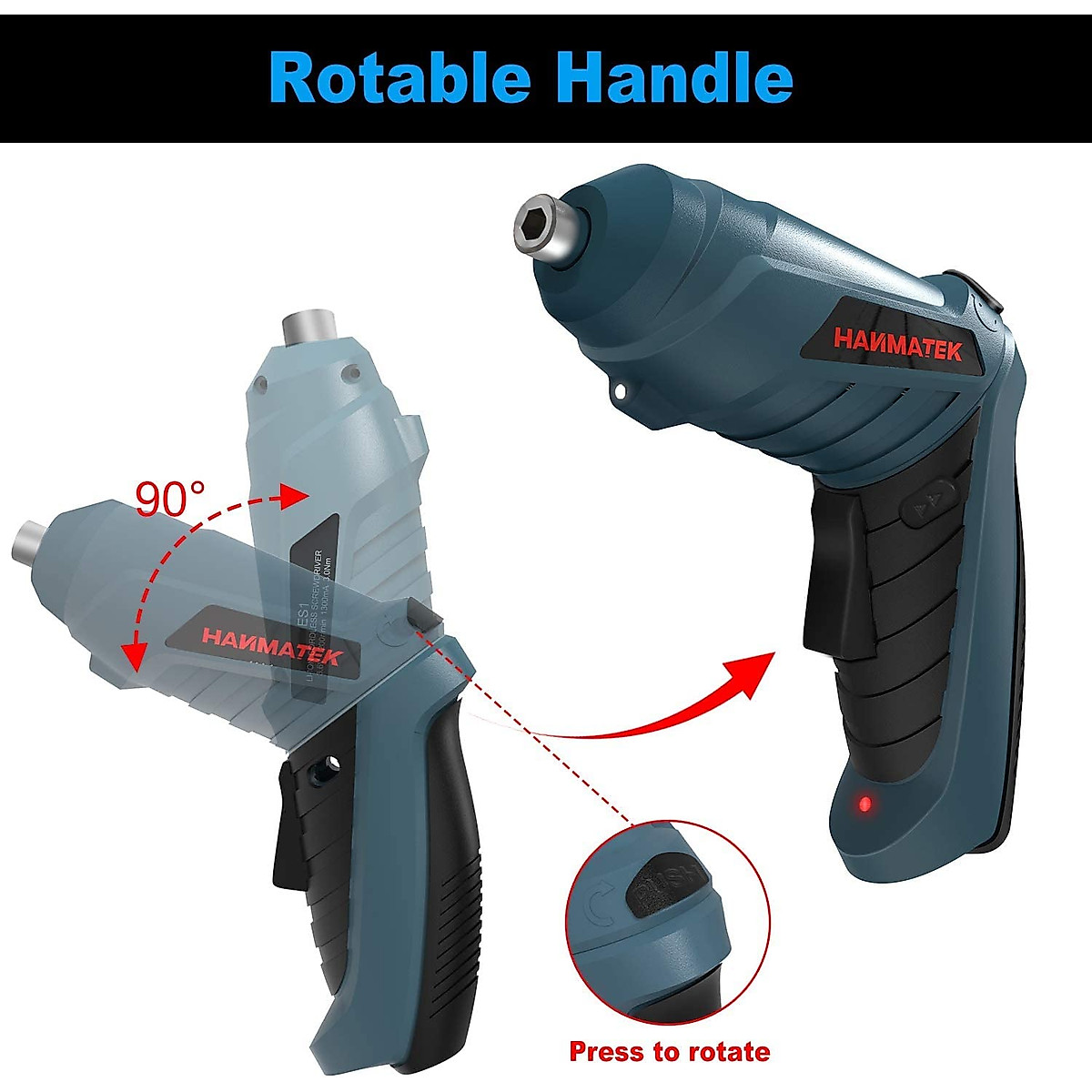 HANMATEK Rechargable Cordless Screwdriver Kits with straight and pistol style Powerful Electric Screwdriver Small Screw Guns