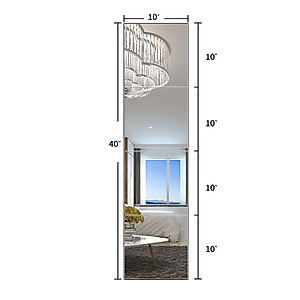 cyhqo Unbreakable Full Length Wall Mirror Cheap,Over The Door Mirror,48"x12" (4Pcs 12"x12"),Made of Shatterproof Plexiglass Acrylic,Long Mirrors for Bedroom Closet,Workout for Home Gym Body