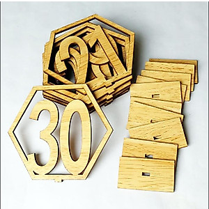 WenffbBou 30 Pieces Wood Table Numbers, 1-30 Wedding Reception Stands Numbers with Base Holder Rustic Wedding Centerpieces for Tables Number Wooden Sign for Banquet Restaurant Party Decor