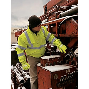 MCR Safety Ninja Ice N9690HVXL Hi-Visibility 15 Gauge Nylon Insulated Cold Weather Gloves, Acrylic Terry Inner, 3/4 HPT Coating, Yellow, X - Large, 1-Pair