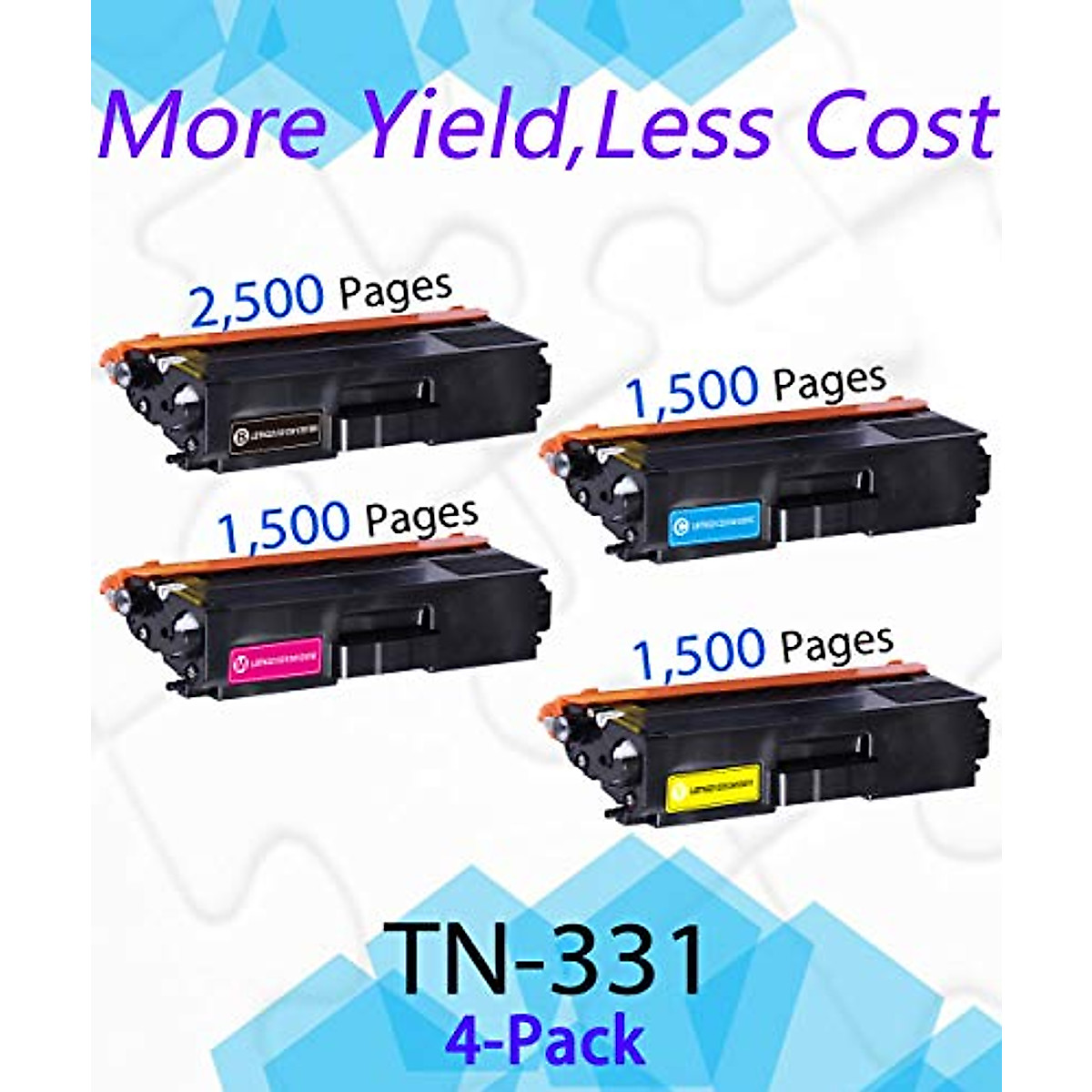 EASYPRINT (4-Pack, BK+C+Y+M) Compatible TN331 TN-331 Toner Cartridges Work for Brother MFC-L8600CDW L8850CDW 8650CDW HL-L8250CDN 8350CDW 8350CDWT Printer