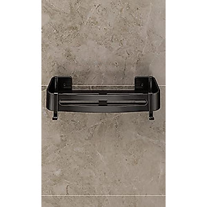 QWWSS Shower Caddy, Non-Marking self-Adhesive Shower with Removable 4 hooksframebathroom Must Haves，SUS304 Black Shower Organizer,Kitchen Spice rack-2-pack