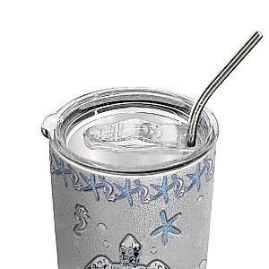 20oz Printed Jewelry Sea Turtle Tumbler, Gifts for Turtle Lovers, Ocean, Beach Gifts, Coffee Thermos for Women, Stainless Steel Double Wall Vacuum Insulated Coffee Mug, Travel Cup with Lid