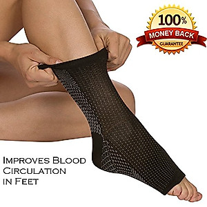 Plantar Fasciitis Compression Sock Sleeves - Helps Circulation - Heel, Ankle, Achilles Support Prevents Injury - All Day/Night Comfort (Black/White, S/M(1pair)(U.S. Men 5-9.5 | Women: 6-9.5))
